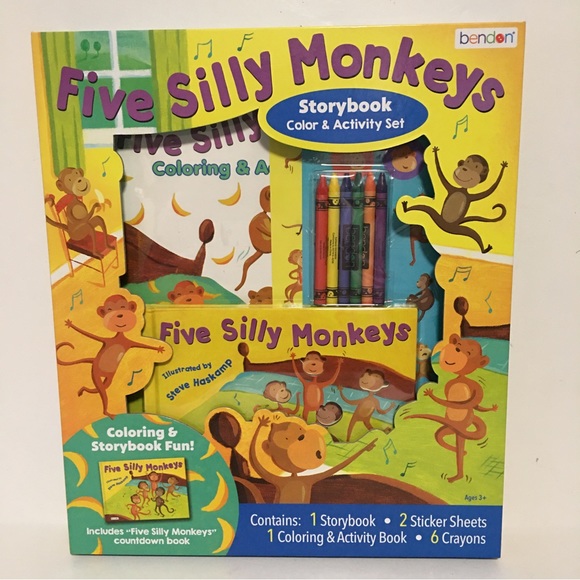 bendon | Toys | Bendon Activity Set Five Silly Monkeysstorybook Color ...